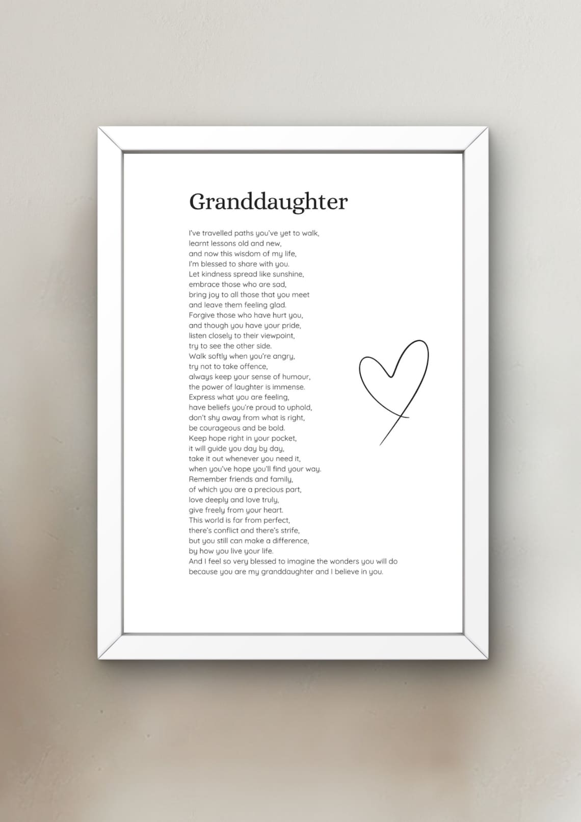 GRANDDAUGHTER POEM - Original Poem to Print & Frame, Poem for ...