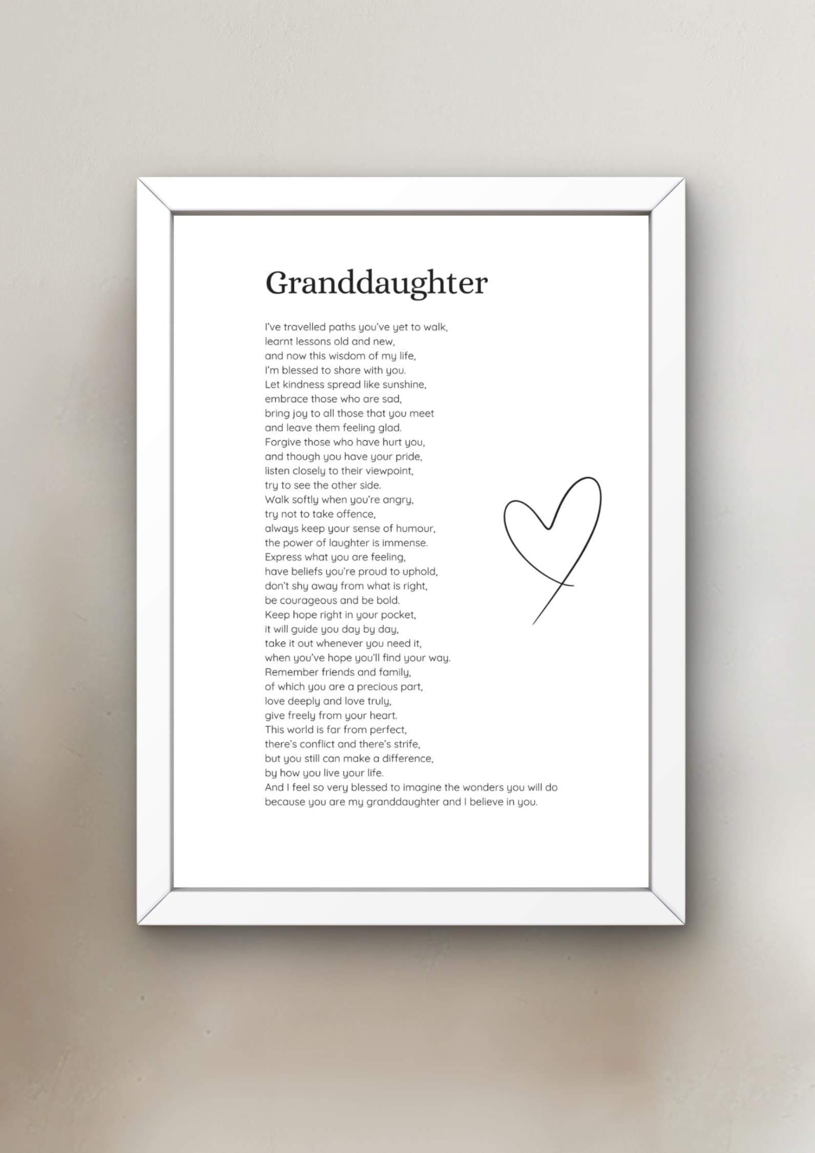GRANDDAUGHTER POEM - Original Poem to Print & Frame, Poem for ...