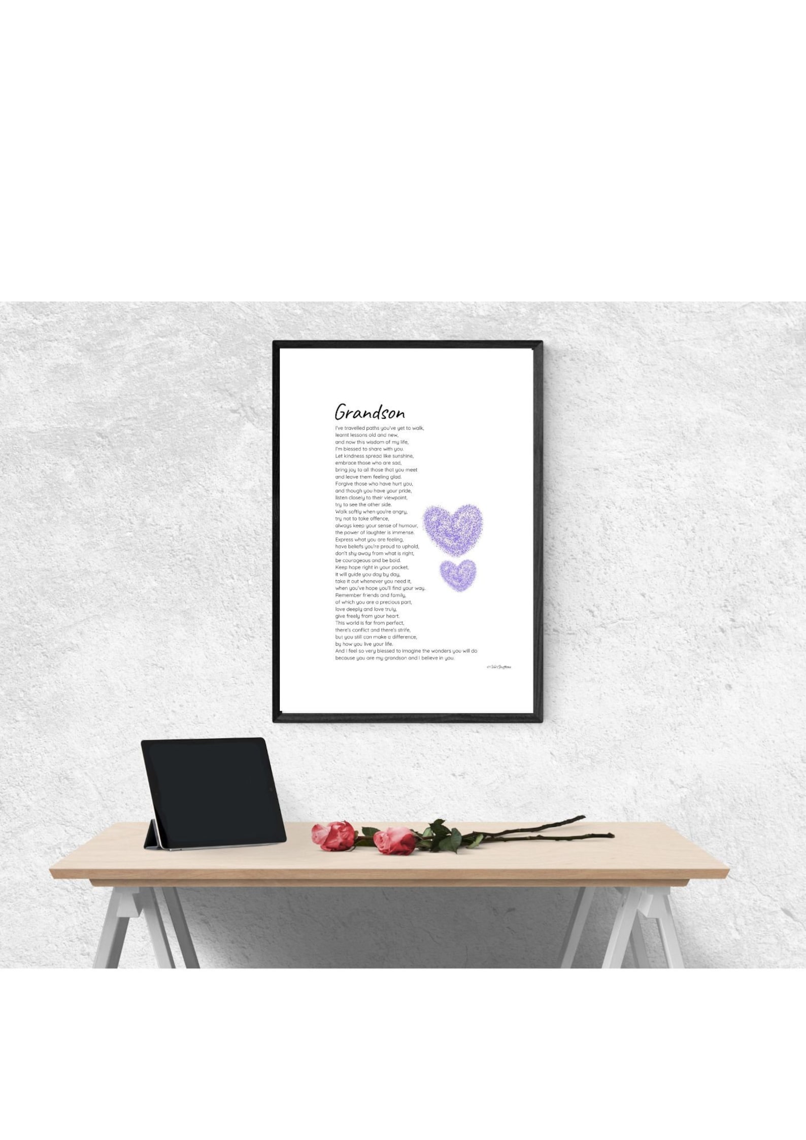 GRANDSON POEM - Original Poem to Print & Frame Instant Download Gift ...