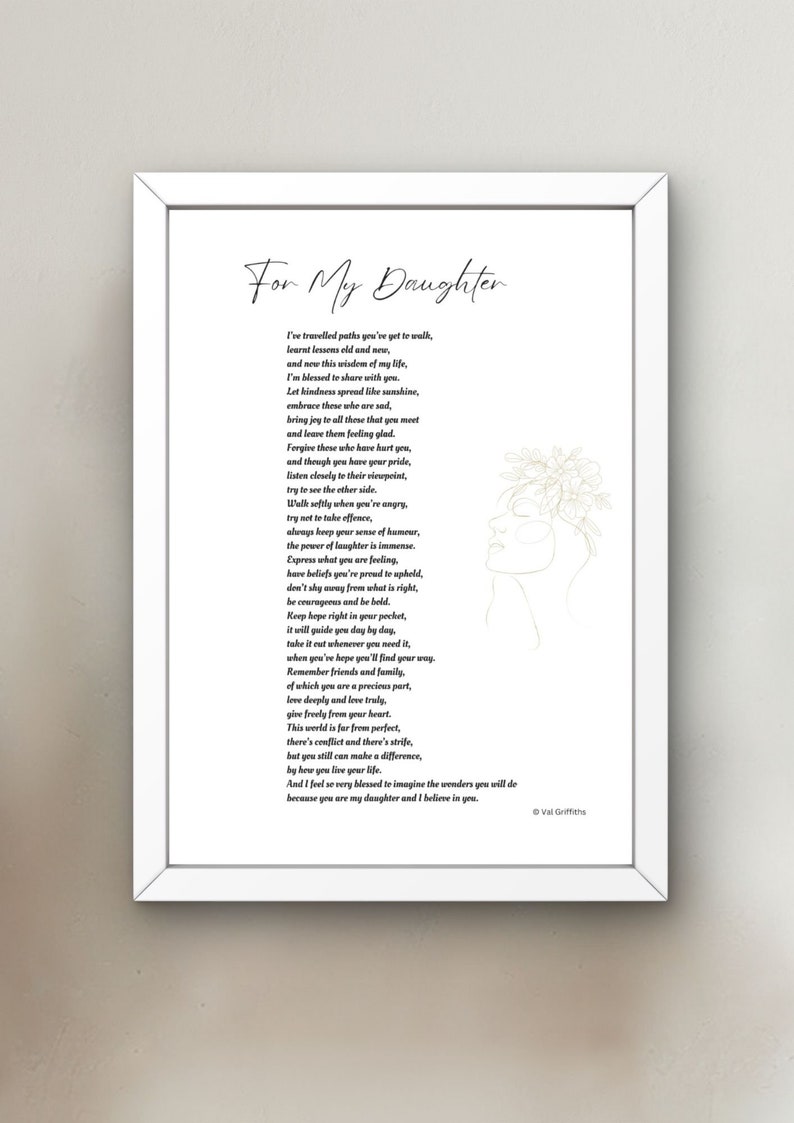 Original DAUGHTER POEM - Sentimental Gift for Daughter From Mum or Dad ...