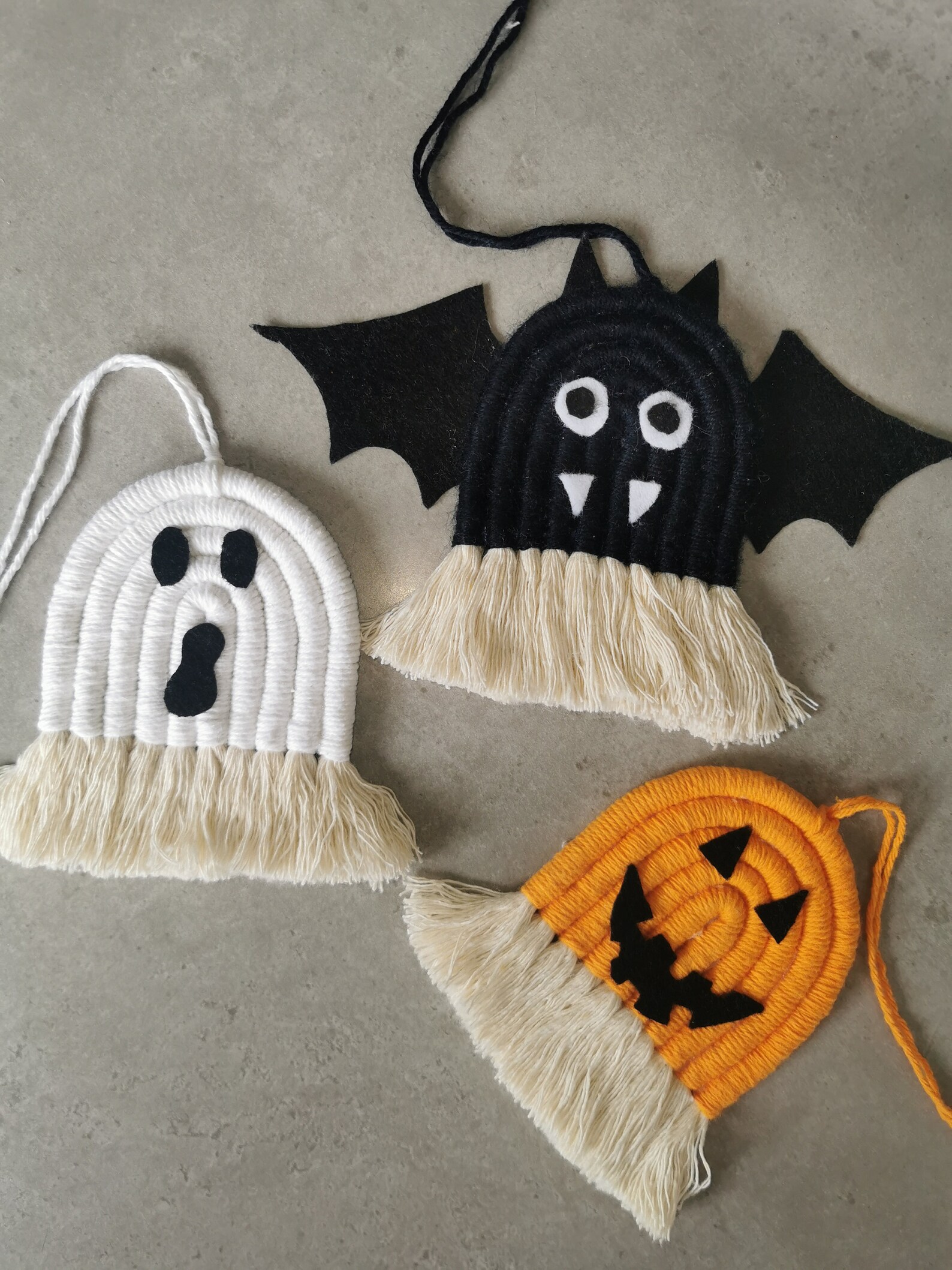 Halloween Macrame Decoration Set/ Ghost Decor / Pumpkin Decor - Etsy UK