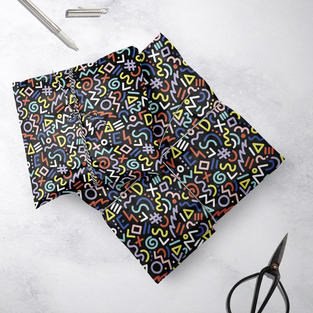Black Doodles Wrapping Paper Creative Patterned Gift Wrap - Etsy