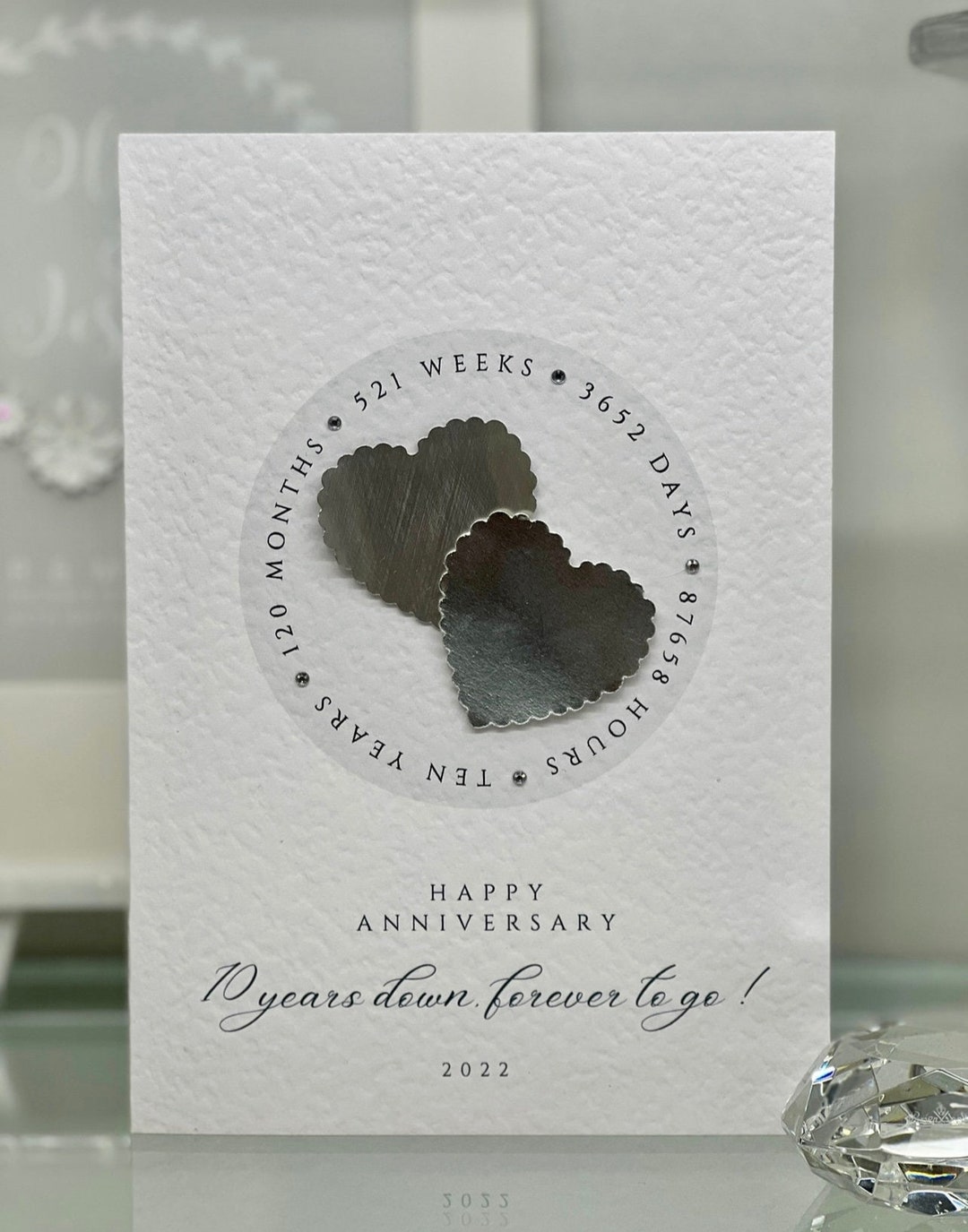 2023 Real Tin Heart, Tenth Wedding Anniversary Card, 10th Anniversary ...