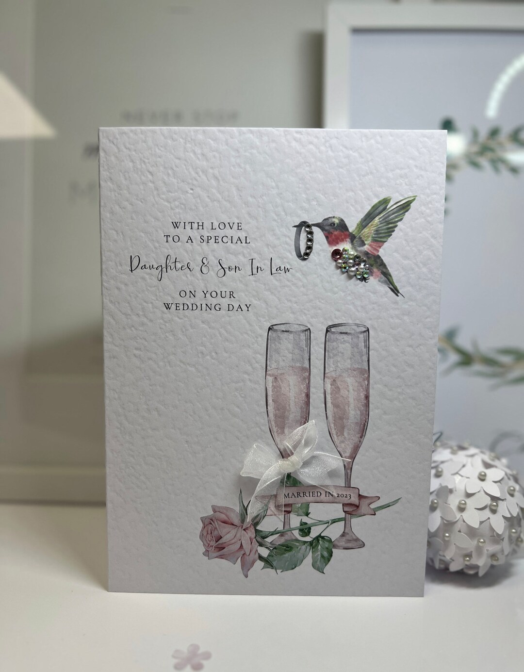 Personalised Wedding Card, Humming Bird Wedding Card, Handmade Wedding ...