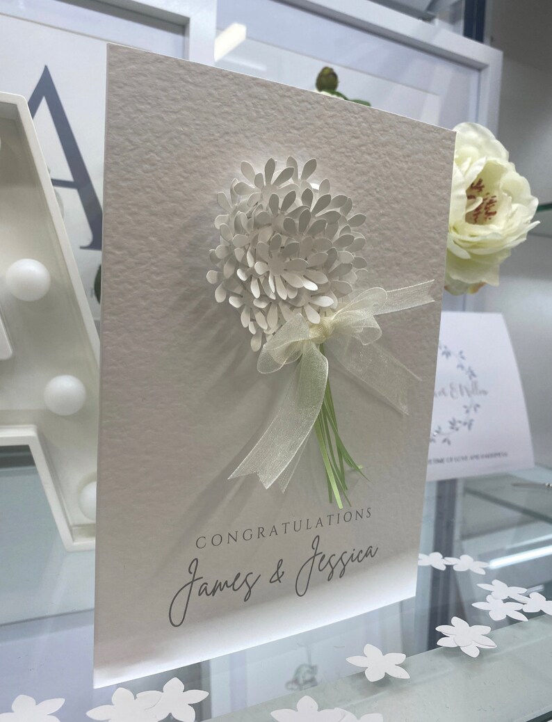 Personalised Wedding Card Floral Wedding Card Simple Wedding - Etsy