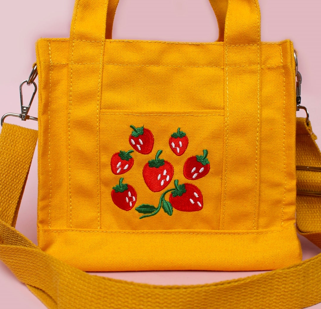 Yellow Strawberry Mini Small Shoulder Bag Mini Crossbody Bag Mini Tote ...