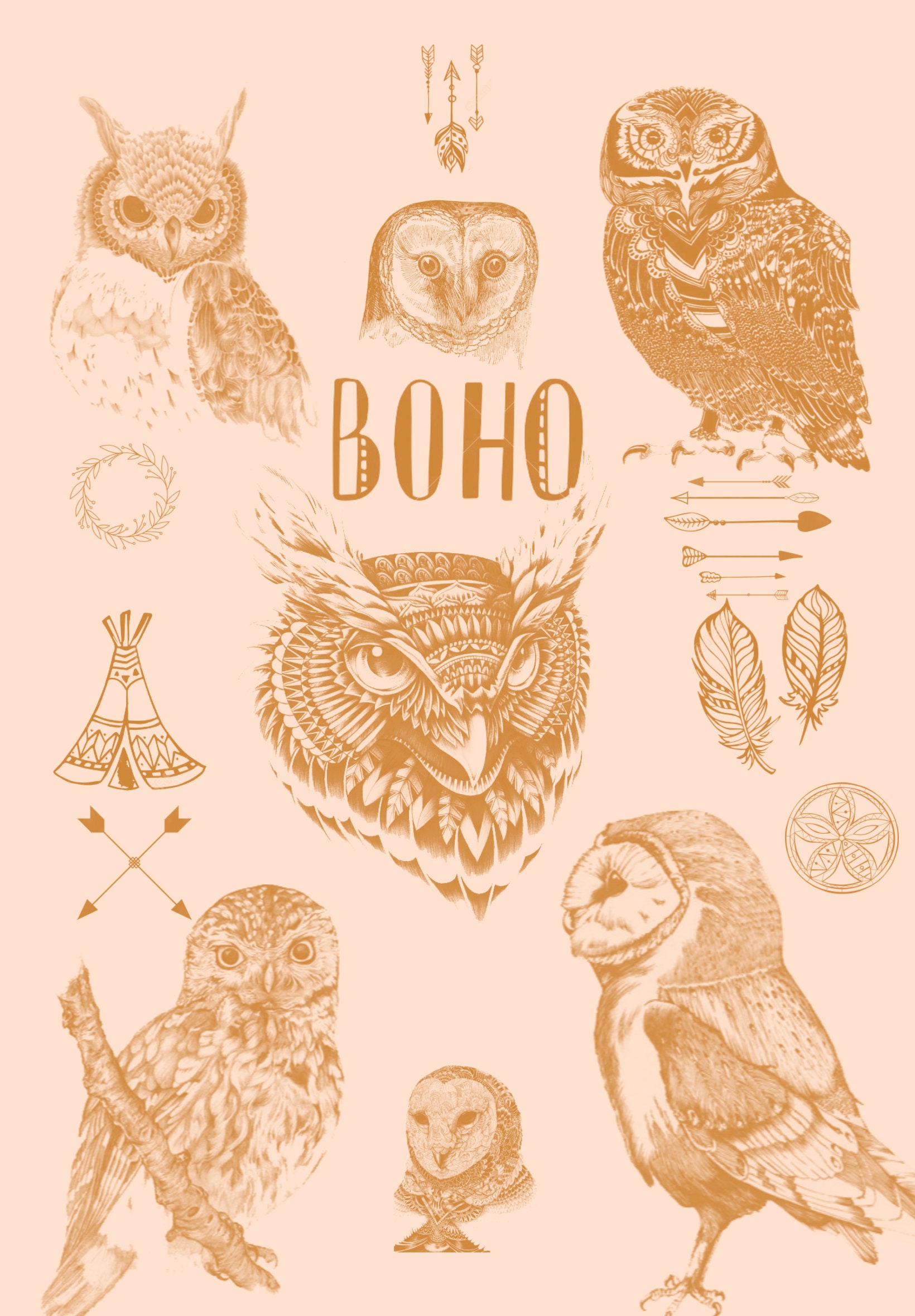 113 BOHO Design Procreate Brushes Bohemian Stamps Tattoo Stamps Hand ...