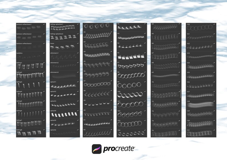 165 Water Mega Bundle Procreate Brushes Water Drops Cascade Rain Simmer ...