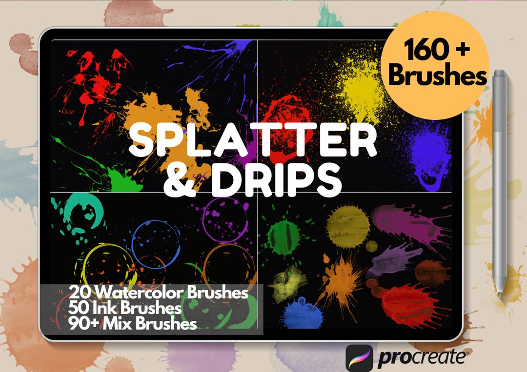 160+ SPLATTER and DRIPS PROCREATE Brushes and Stamps Blood Splatters ...