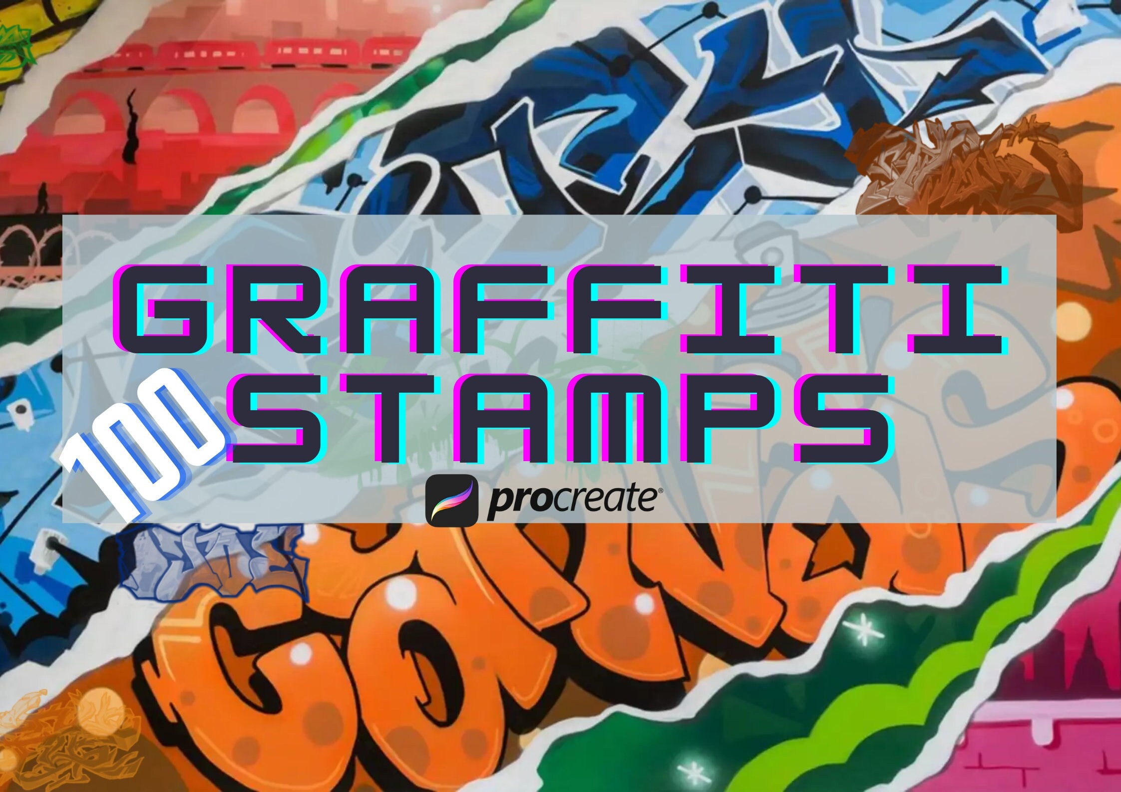 100 Graffiti Stamps for Procreate Wall Art Urban Style iPad Stamps City ...