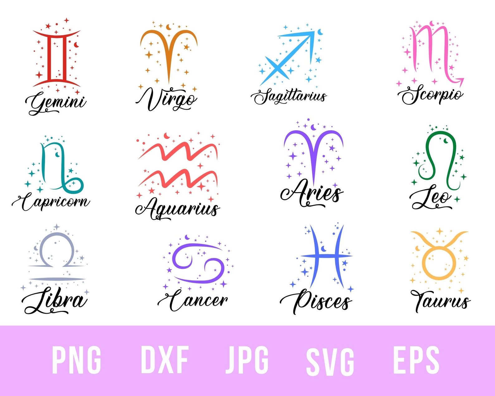 Zodiac Sign Svg Astrology Svg Zodiac Svg Zodiac Signs Svg - Etsy