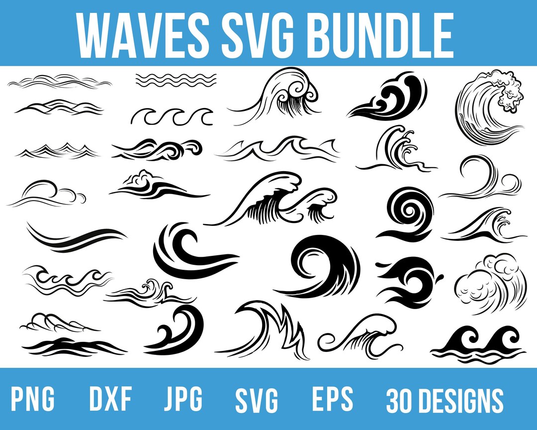 Ocean Sea Waves Svg Bundle, Sea Waves Design Svg, Beach Water Svg ...