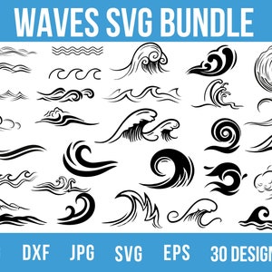 Ocean Sea Waves Svg Bundle, Sea Waves Design Svg, Beach Water Svg ...