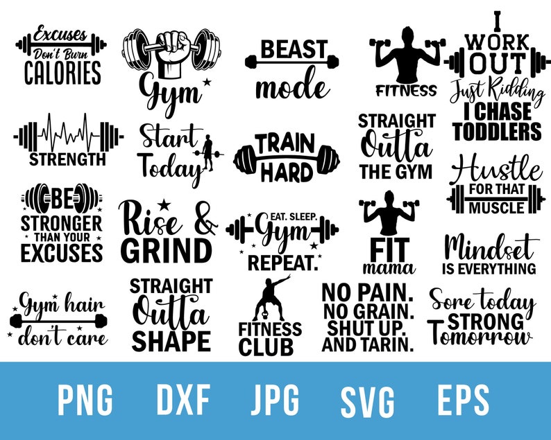 20 Workout Svg Bundle Motivational SVG Gym SVG 20 - Etsy