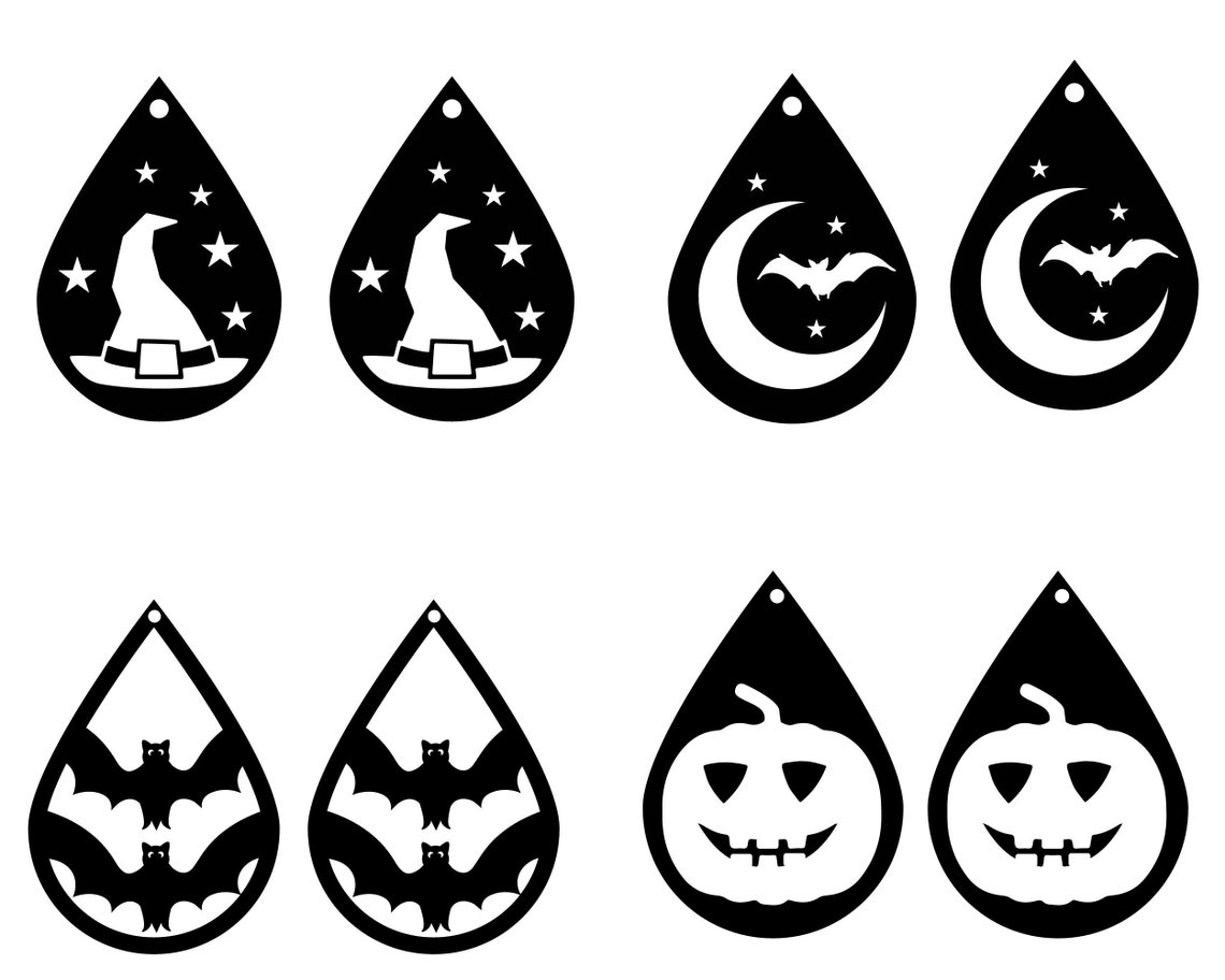 Halloween Earrings Svg Leather Earring Svg Wood Earrings - Etsy