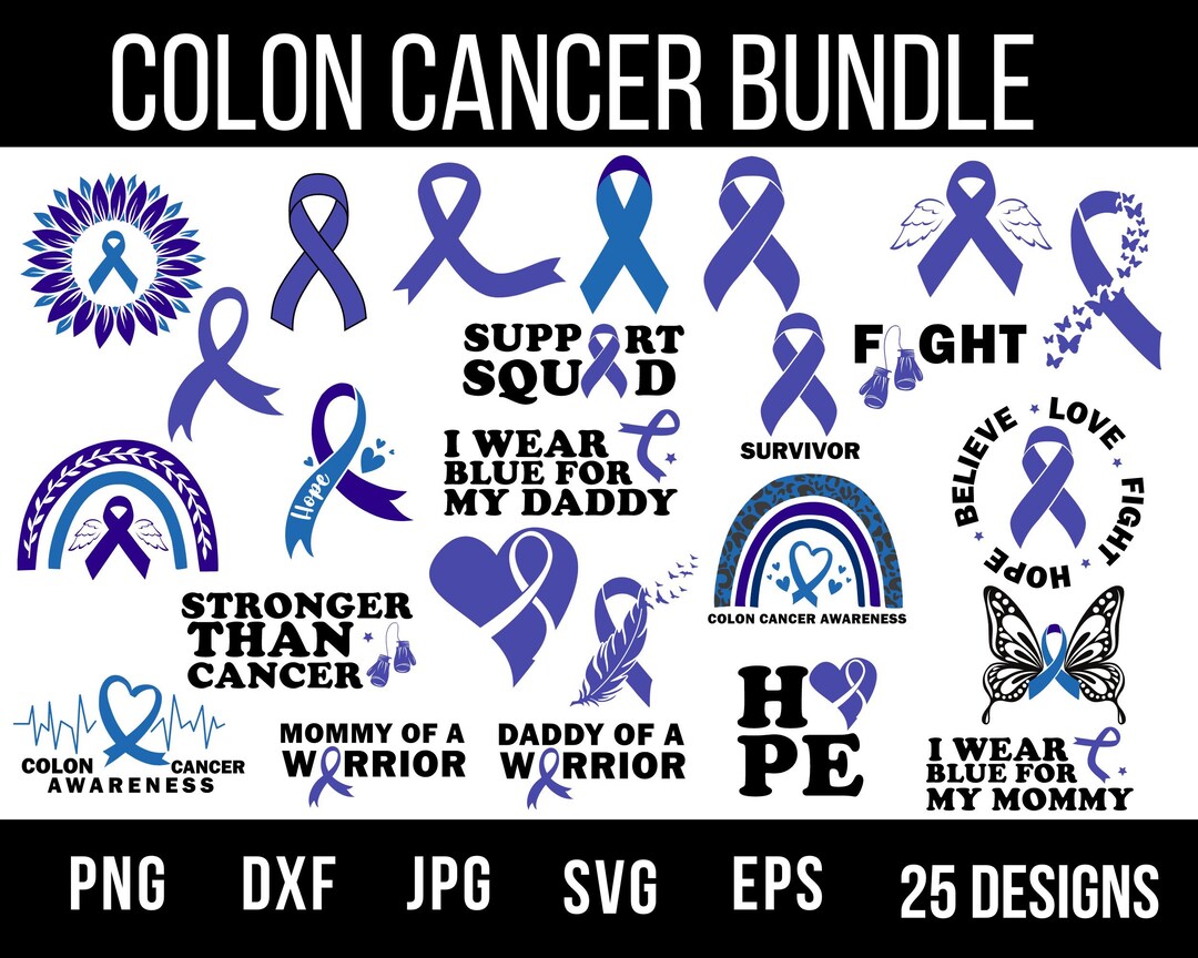 Colon Cancer Svg With Bundle Cancer Svg Cancer Ribbon Svg Ribbon Svg Cancer Awareness Svg