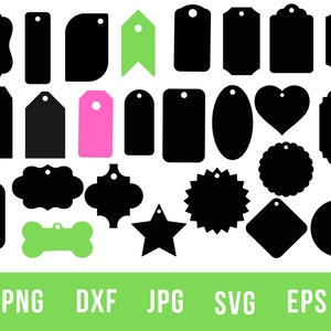 Tag and Label SVG Bundle, Stocking Name Tags, Blank Gift Tags, Custom ...