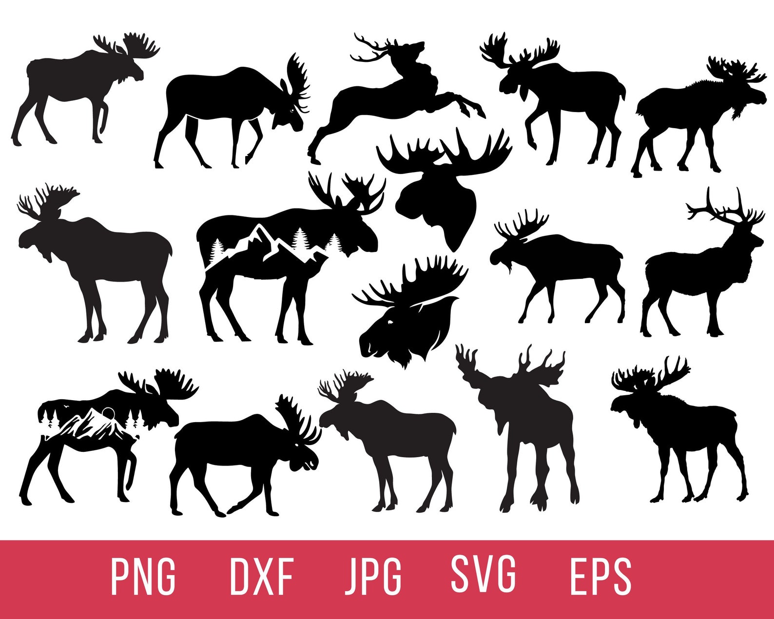 Moose Svg Bundle Moose Clipart Moose Silhouette Christmas - Etsy Canada