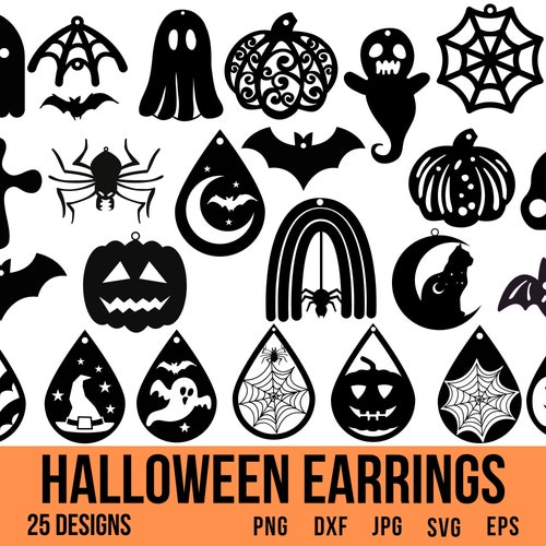 Halloween Earrings SVG Design Bundle - Etsy
