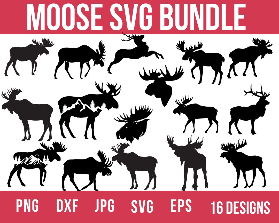 Moose Svg Bundle , Moose Clipart, Moose Silhouette, Christmas Svg ...