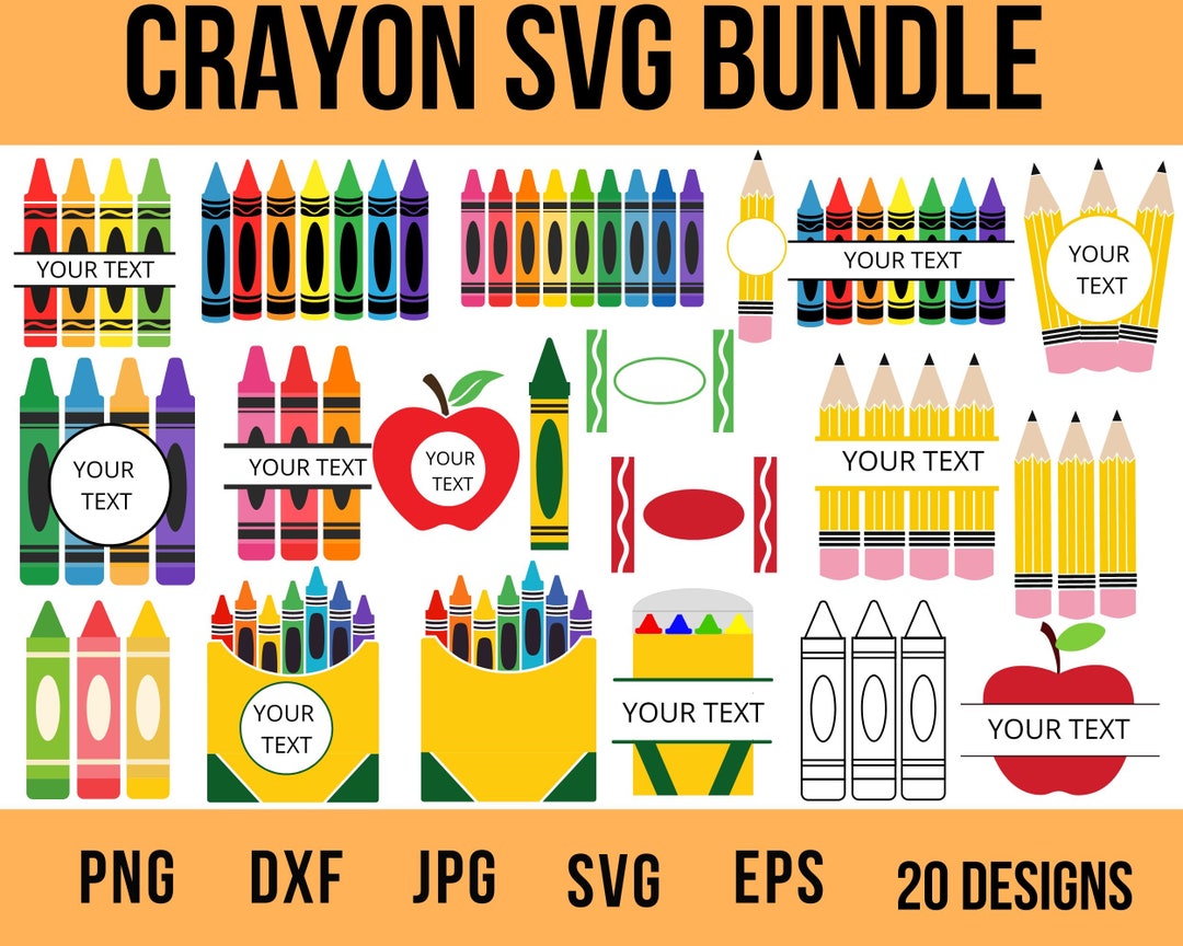 20 Crayon Split Monogram Svg, Crayon Svg, Teacher Svg, Crayon Wrapper ...
