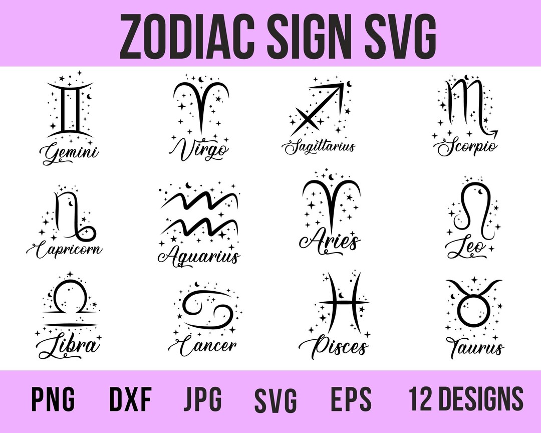 Zodiac Sign Svg Astrology Svg Zodiac Svg Zodiac Signs Svg - Etsy UK