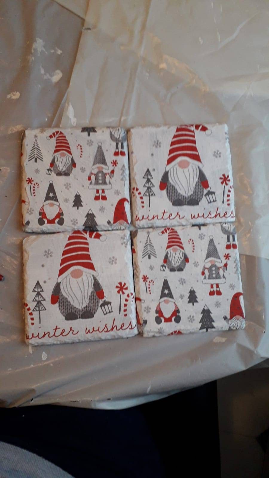 Beautiful Handmade Christmas Gonks Set of 4 Slate Coasters - Etsy UK