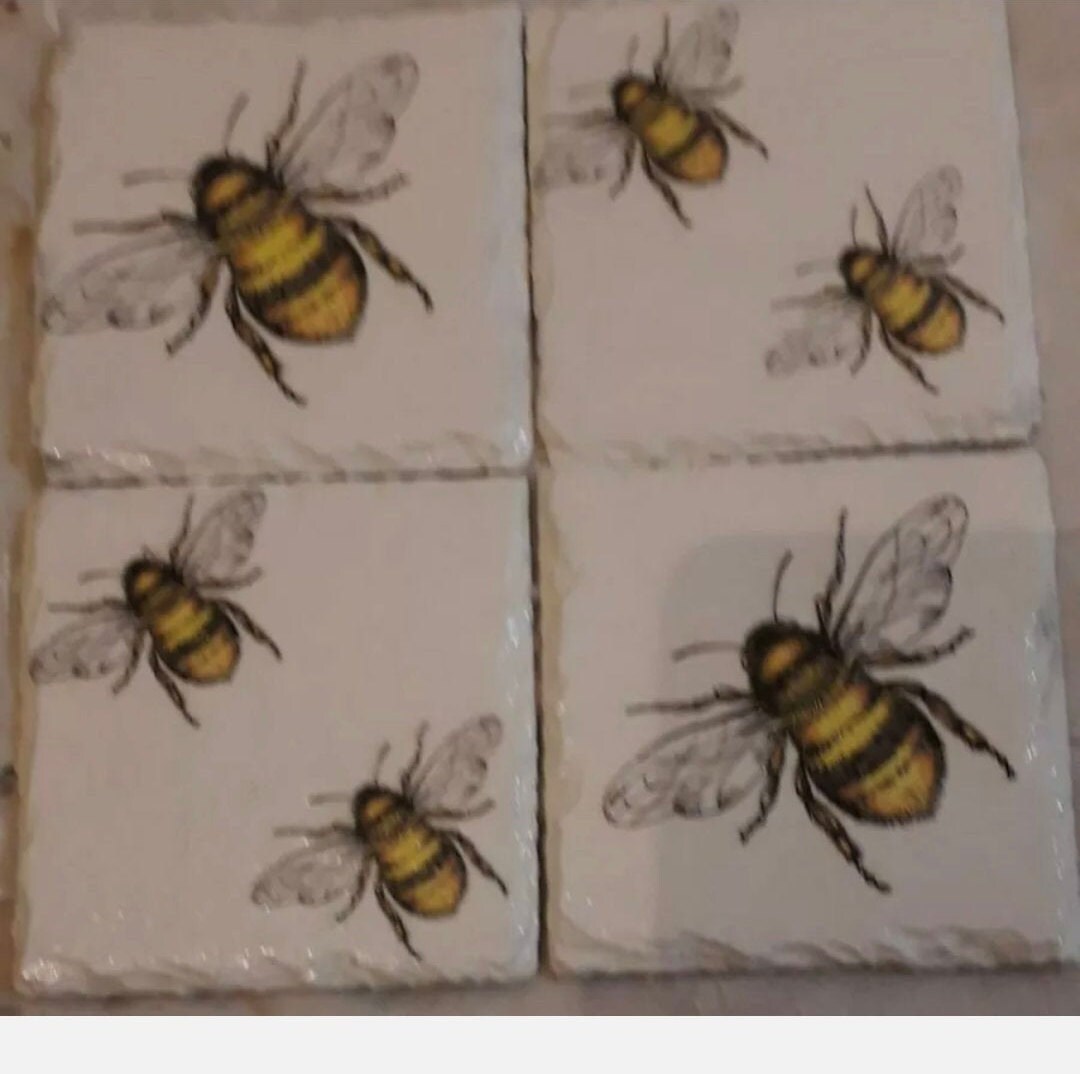 Beautiful Handmade Set of Four Slate Coasters Bumble Bees - Etsy