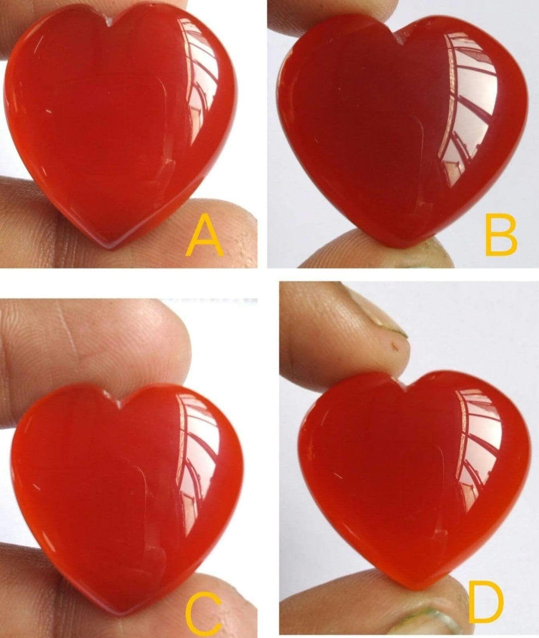 Natural Red Onyx Heart Shap Cabochon Semi Precious Gemstone Handmade ...