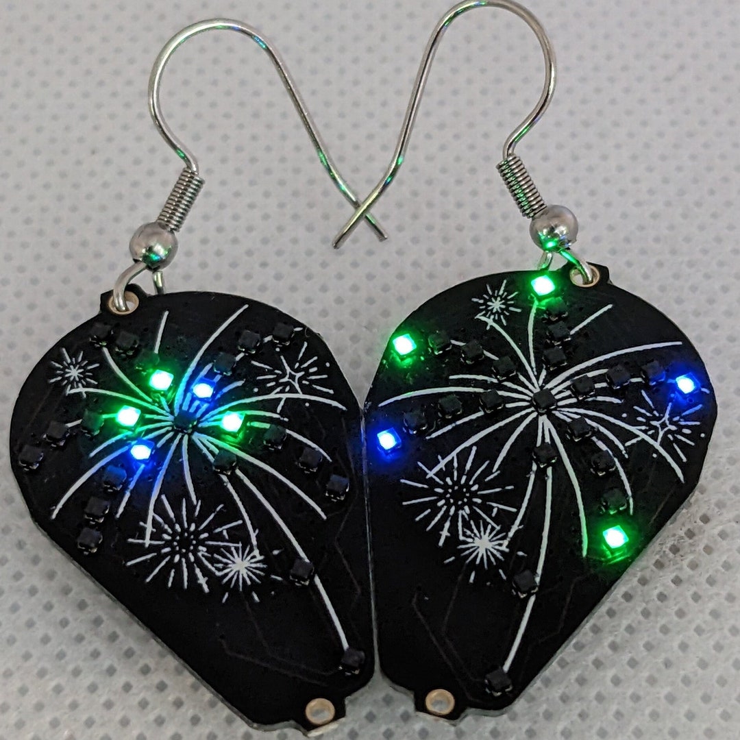 LED Firework Earrings: Light-up PCB Dangle Earrings - Etsy