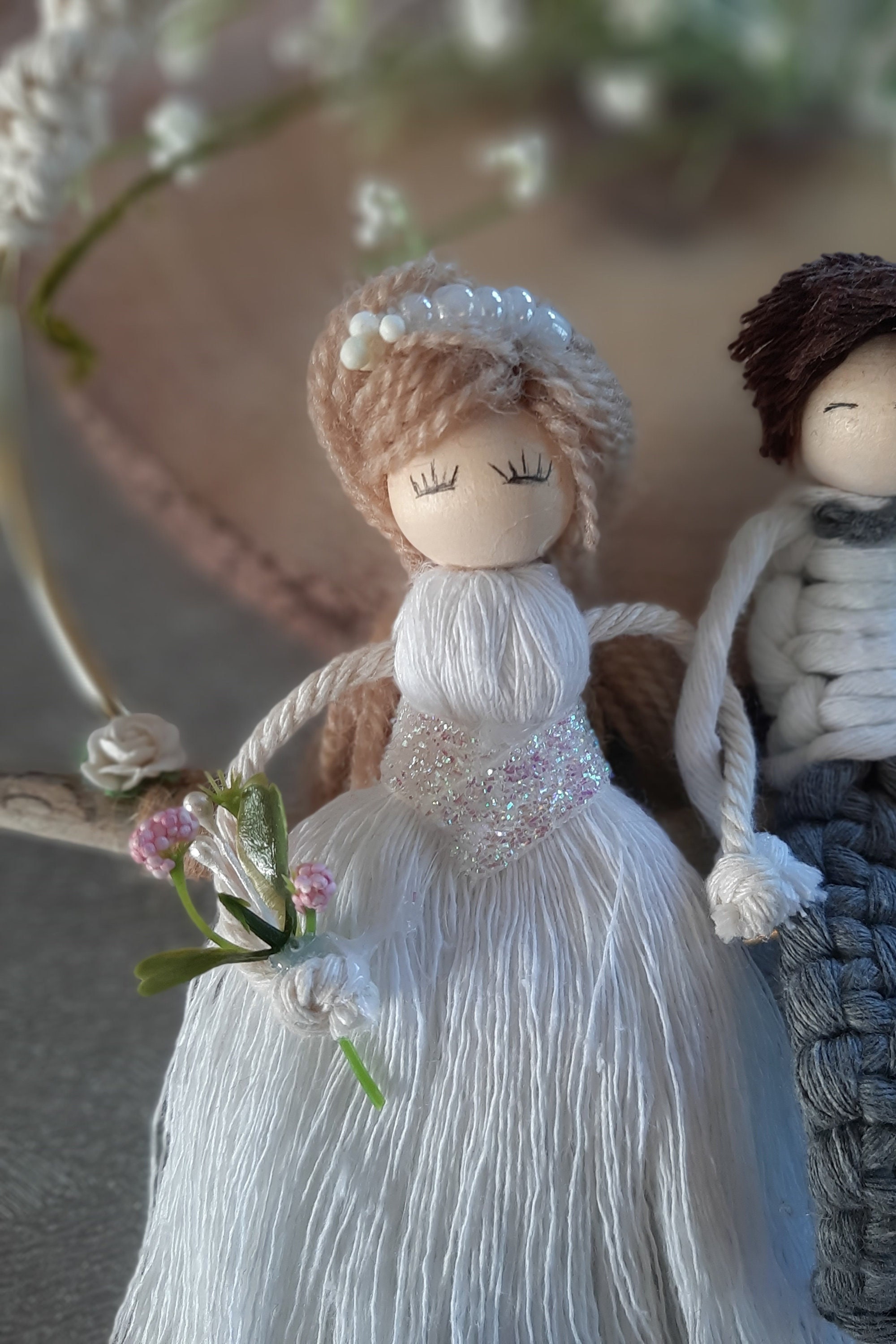 Macrame Couple Wall Hanging Bride and Groom Little Dolls - Etsy