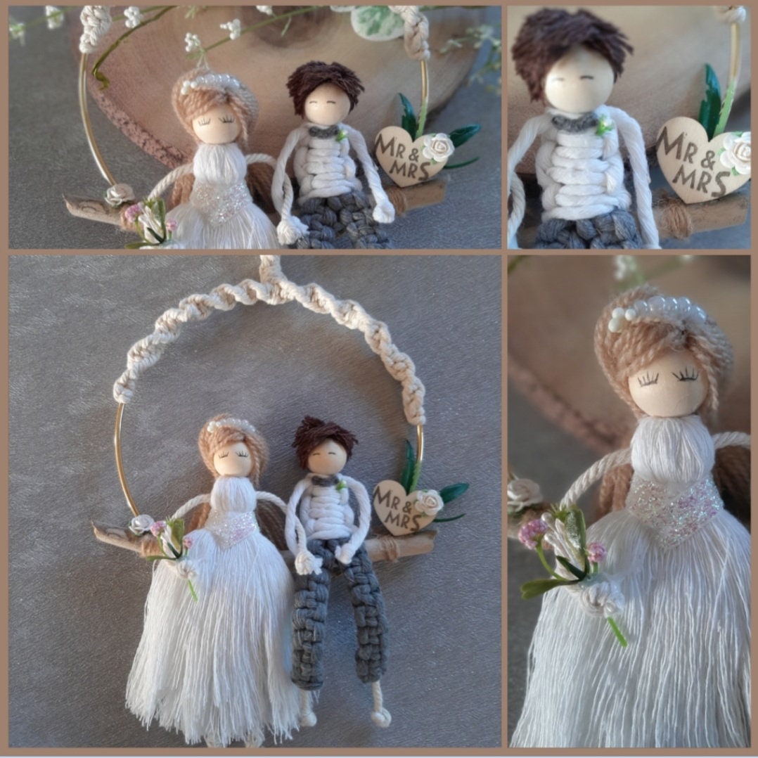 Macrame Couple Wall Hanging Bride and Groom Little Dolls - Etsy