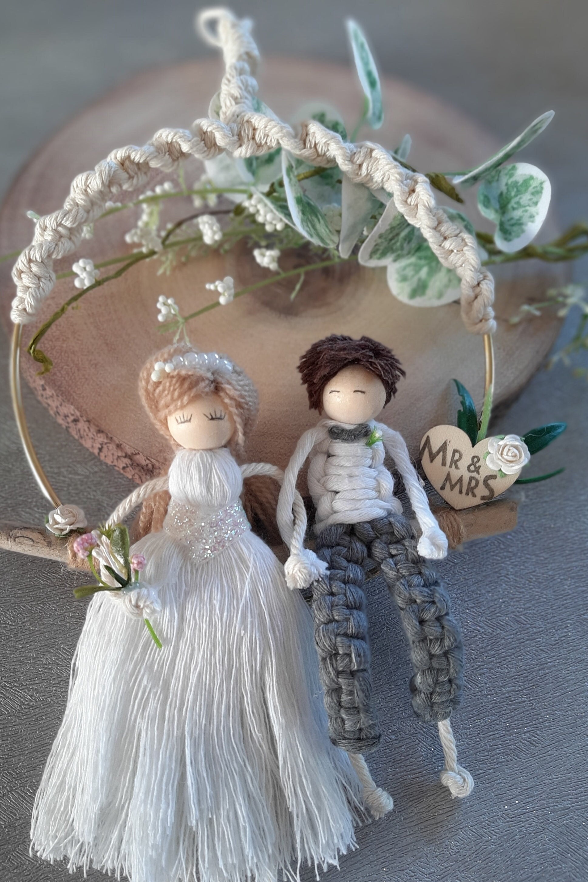 Macrame Couple Wall Hanging Bride and Groom Little Dolls - Etsy
