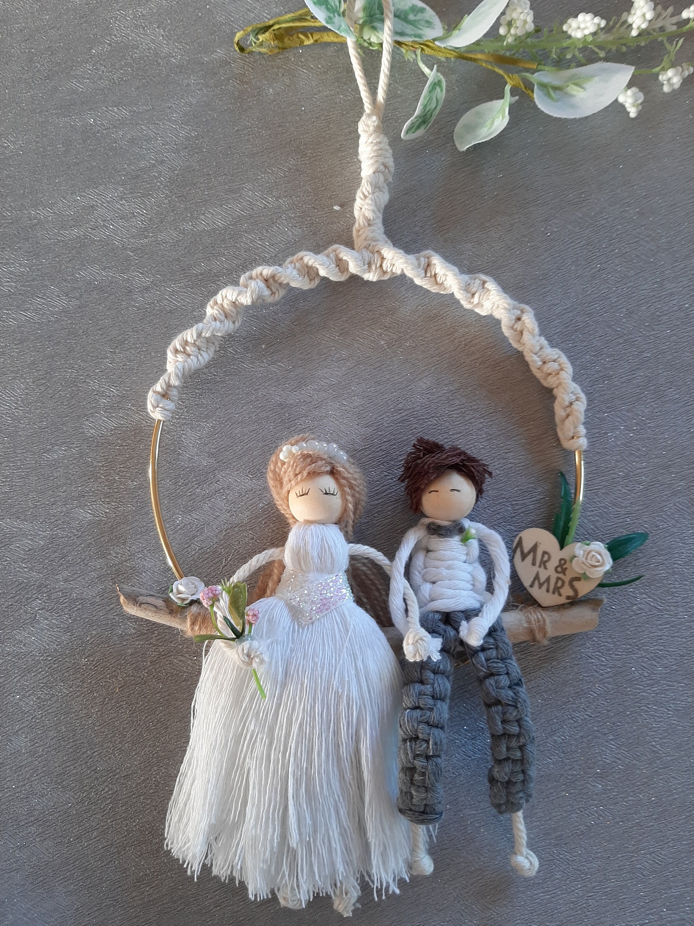 Macrame Couple Wall Hanging Bride and Groom Little Dolls - Etsy
