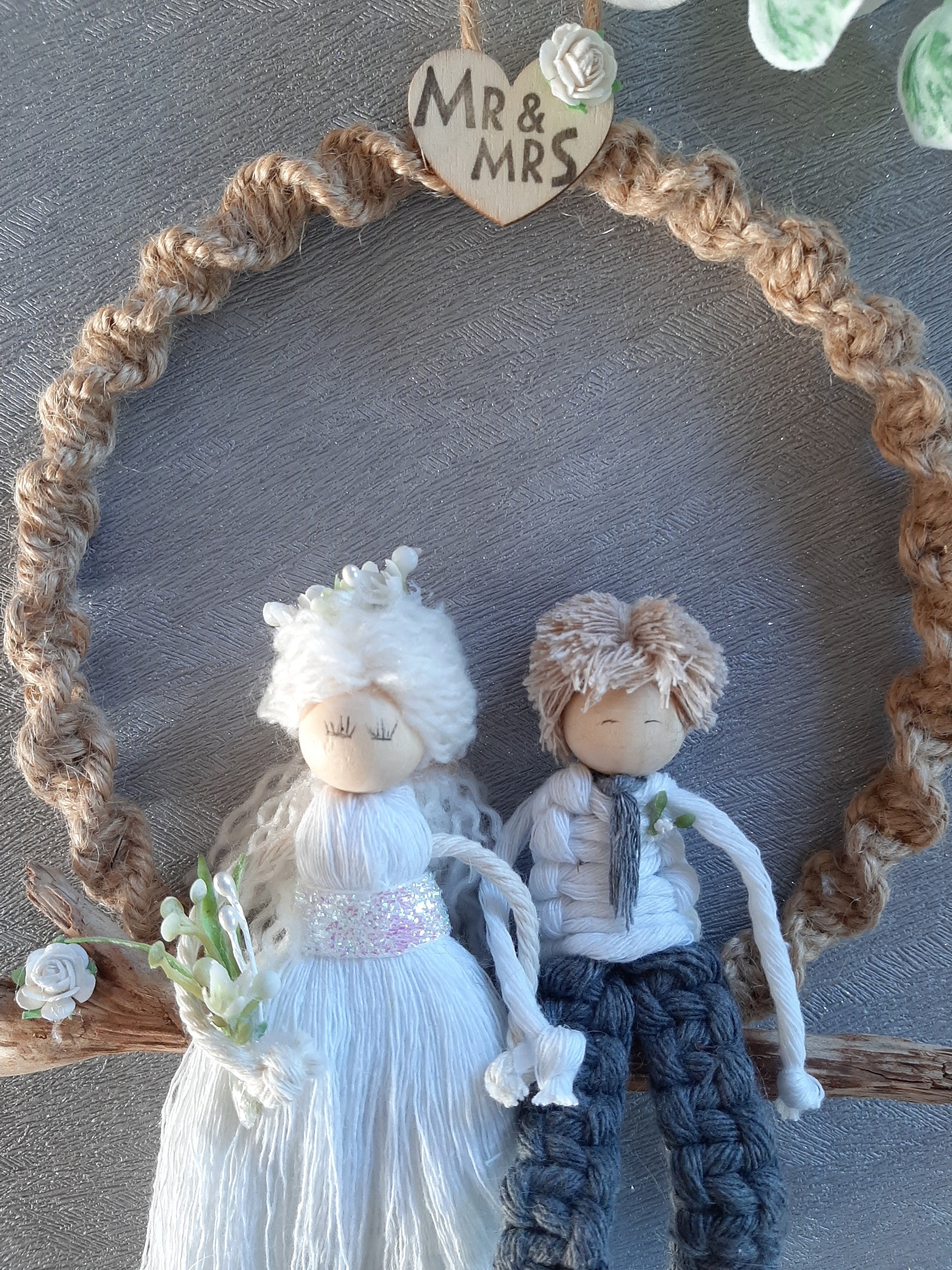 Macrame Wall Hanging Couple Bride and Groom Doll People - Etsy