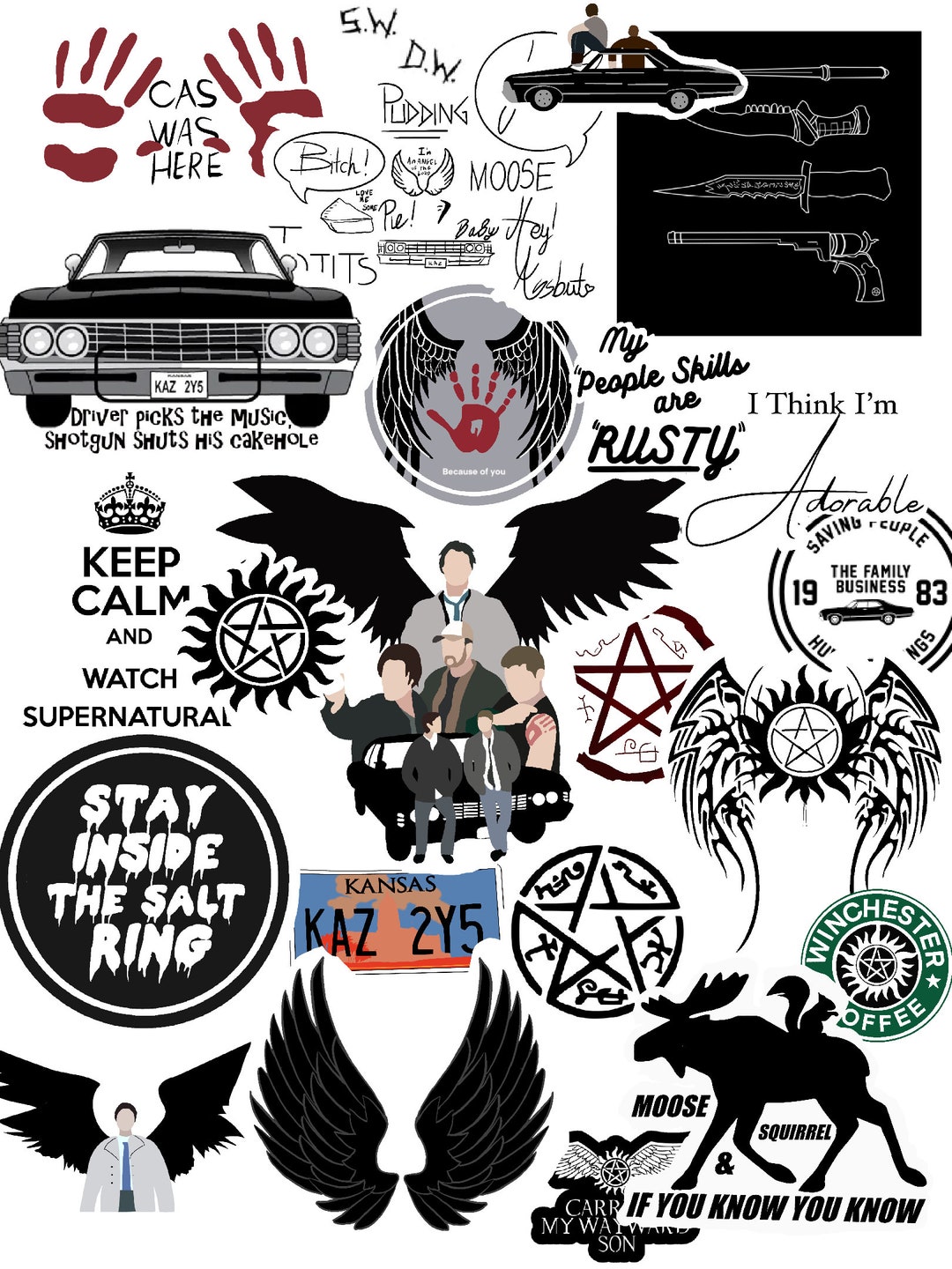 Supernatural Stickers, Sticker Packs, Supernatural Sticker Packs, Dean ...