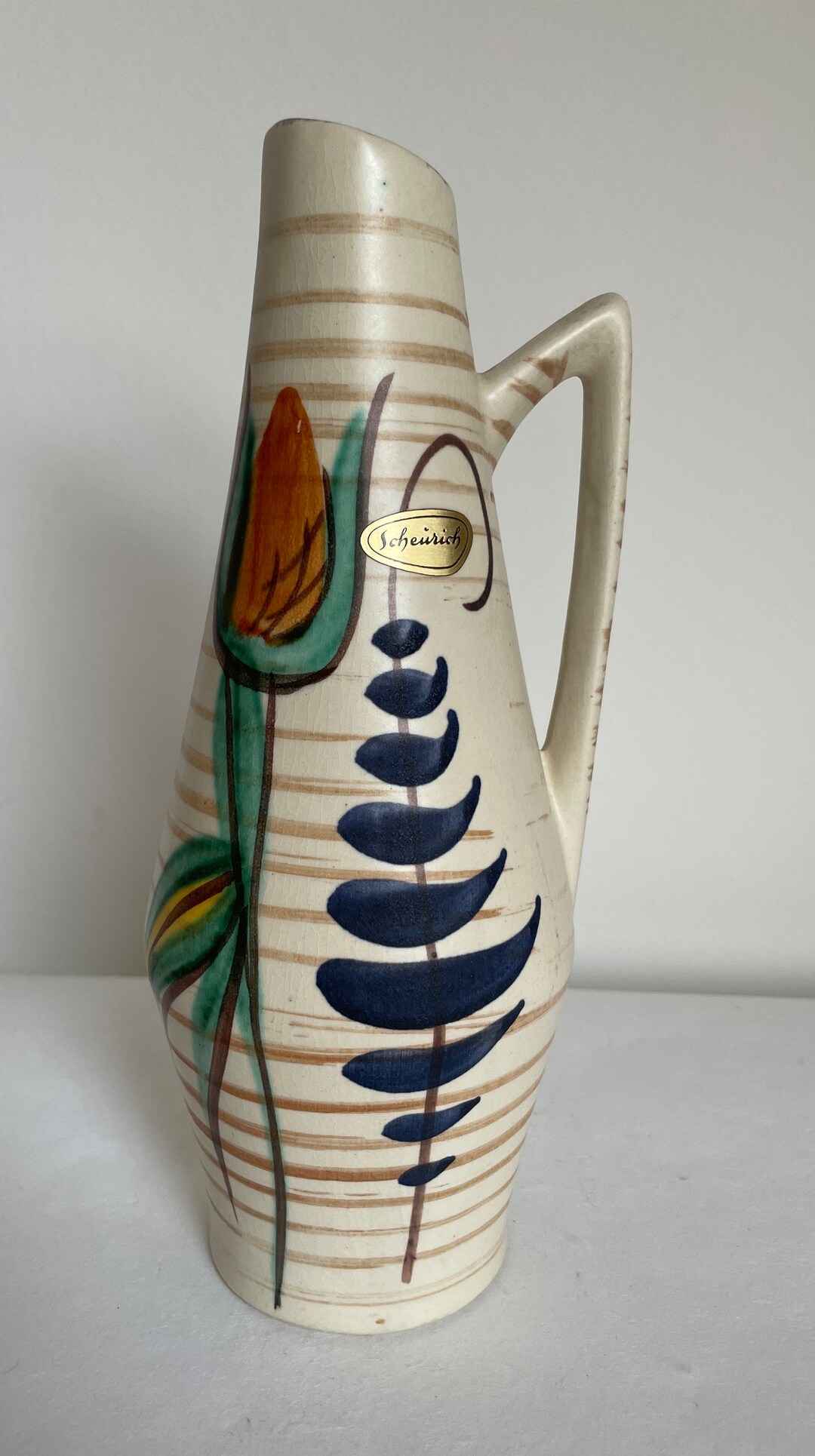 West German Pottery, Mid Century Ceramic Vase Scheurich German Pottery ...