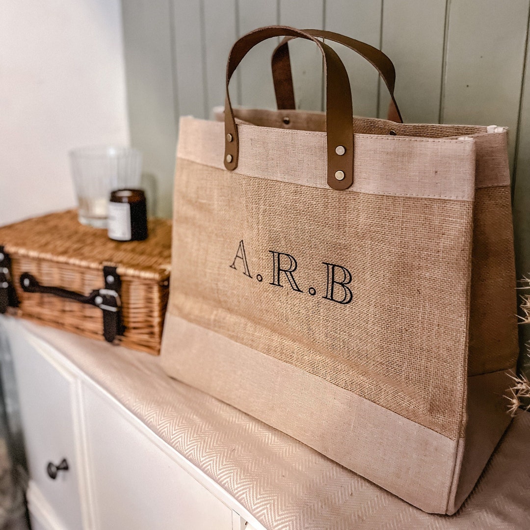 Luxury Personalised Monogrammed Tote Bag Luxury Leather Handle Bag ...