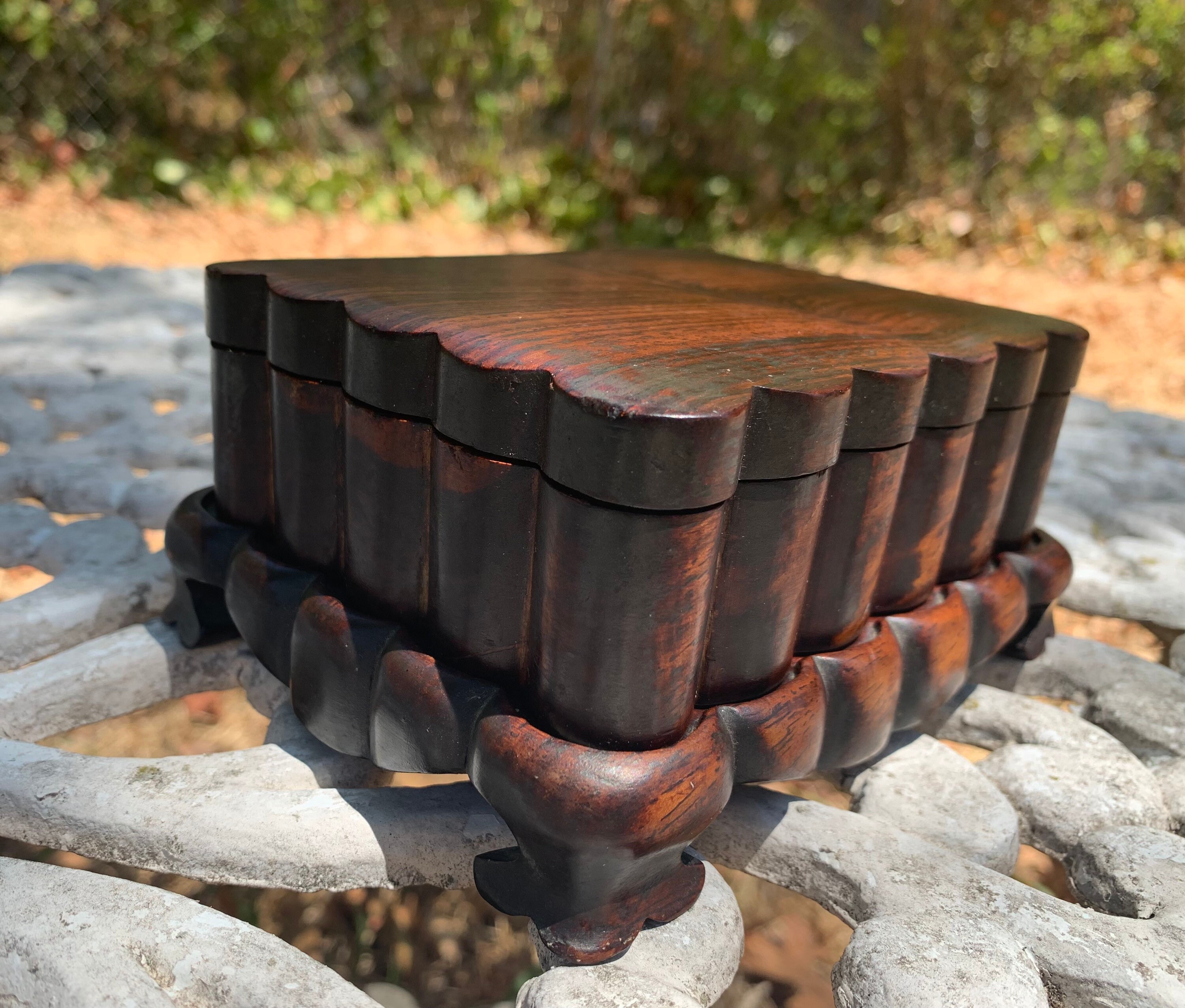 Rare Antique Chinese Zitan Box With Lid & Base Wooden Box 19th Century ...