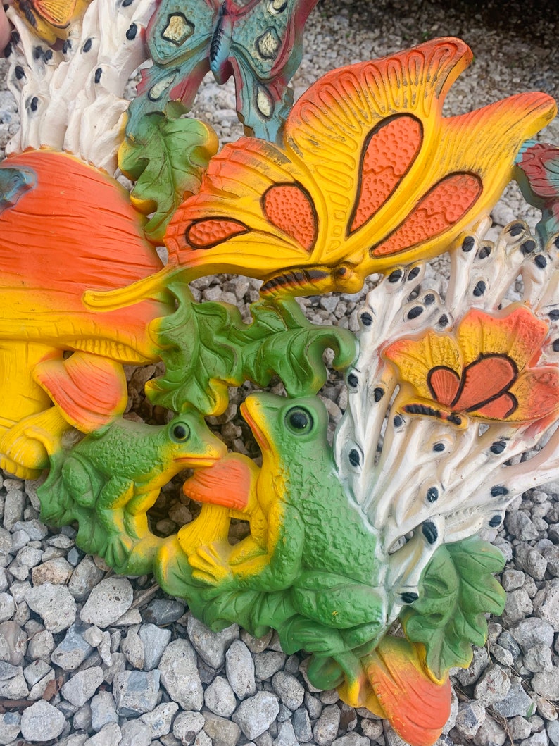 Vintage 70s HOMCO Psychedelic Mushroom Butterflies Frog Wall Art Hippie ...