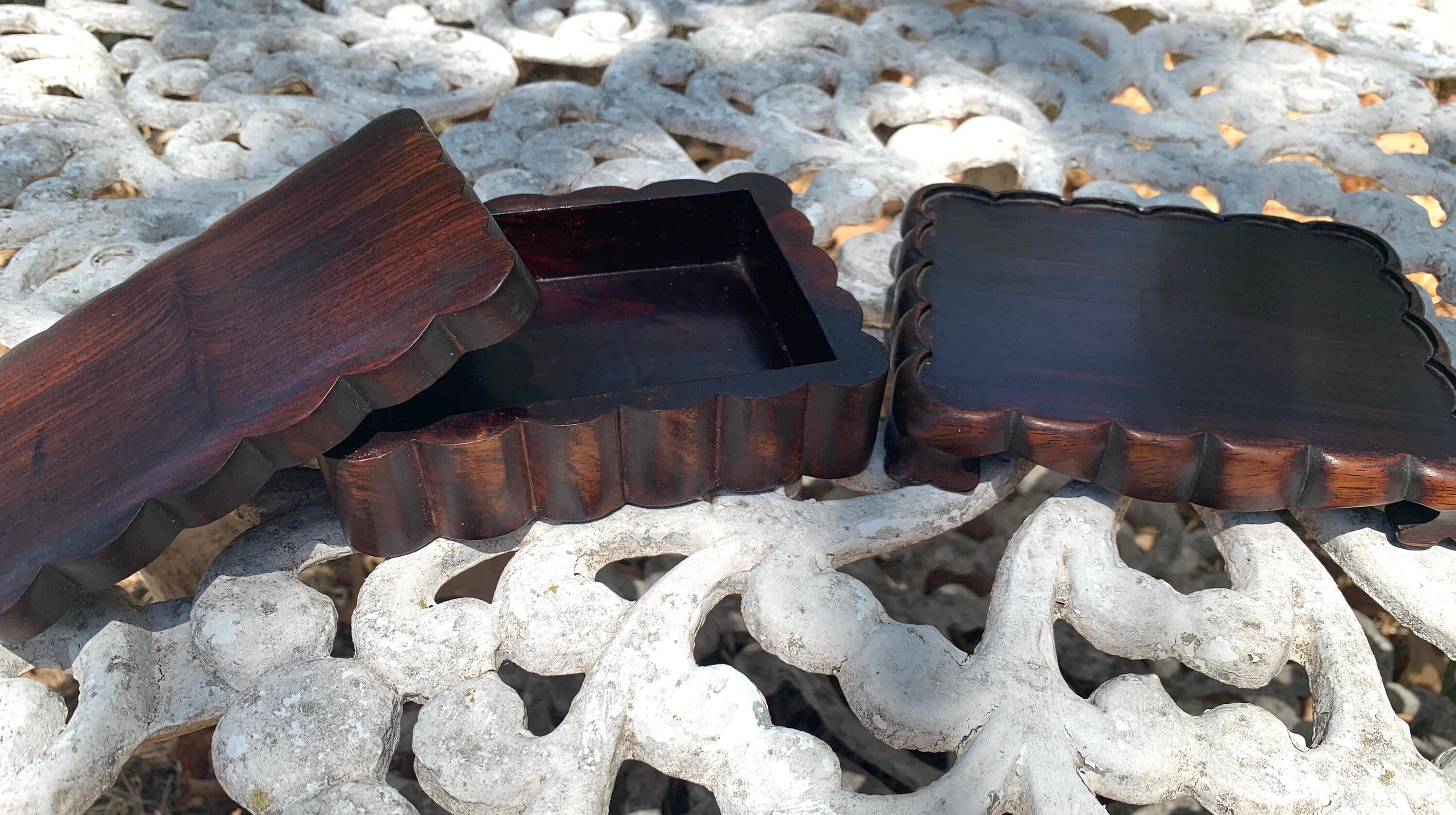 Rare Antique Chinese Zitan Box With Lid & Base Wooden Box 19th Century ...