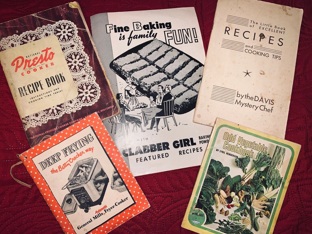 Vintage Cookbooks Recipe Books - Set of 5 Retro Decor for Kitchen - Etsy