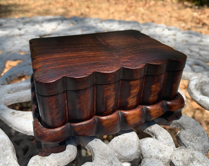 Rare Antique Chinese Zitan Box With Lid & Base Wooden Box 19th Century ...