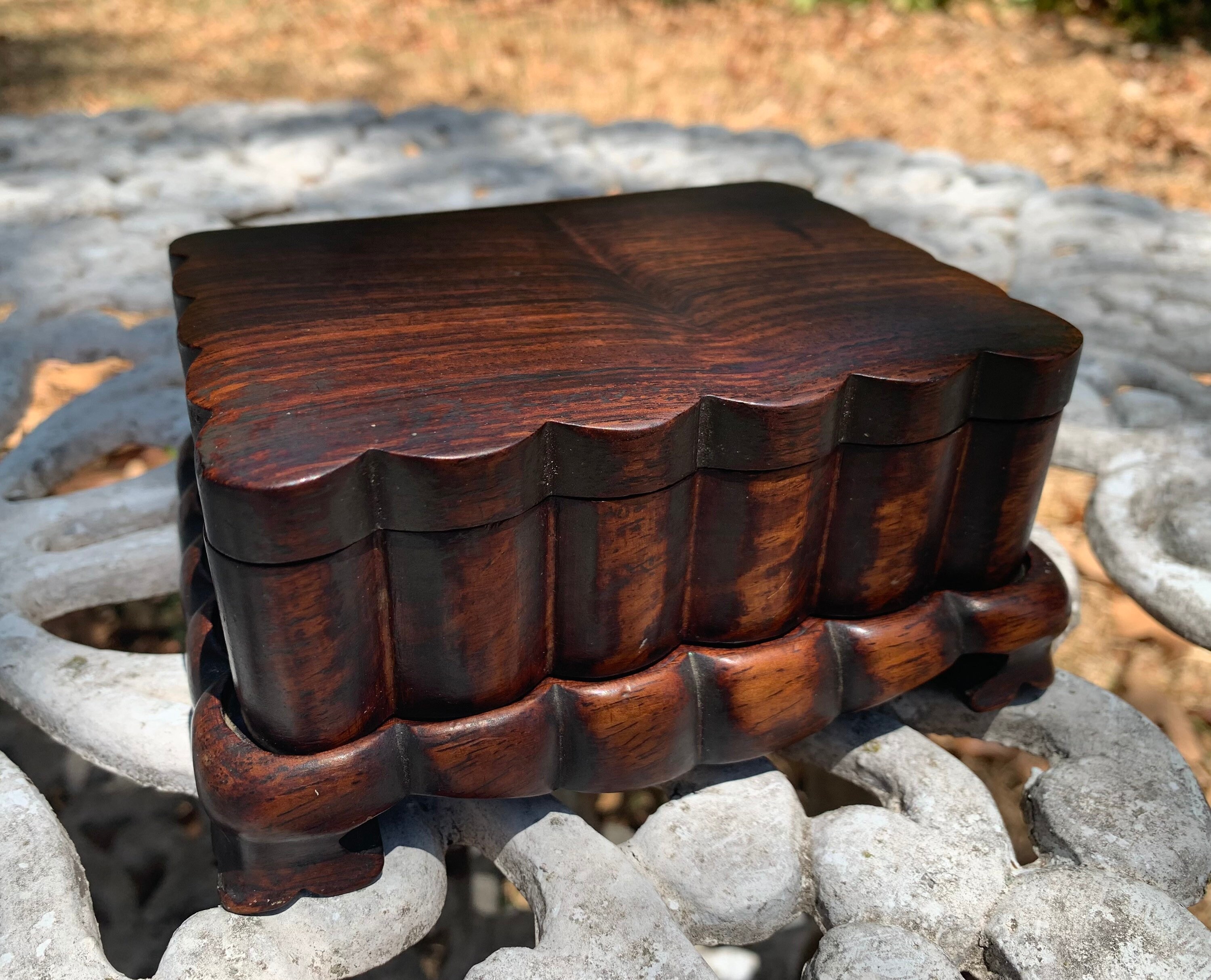 Rare Antique Chinese Zitan Box With Lid & Base Wooden Box 19th Century ...