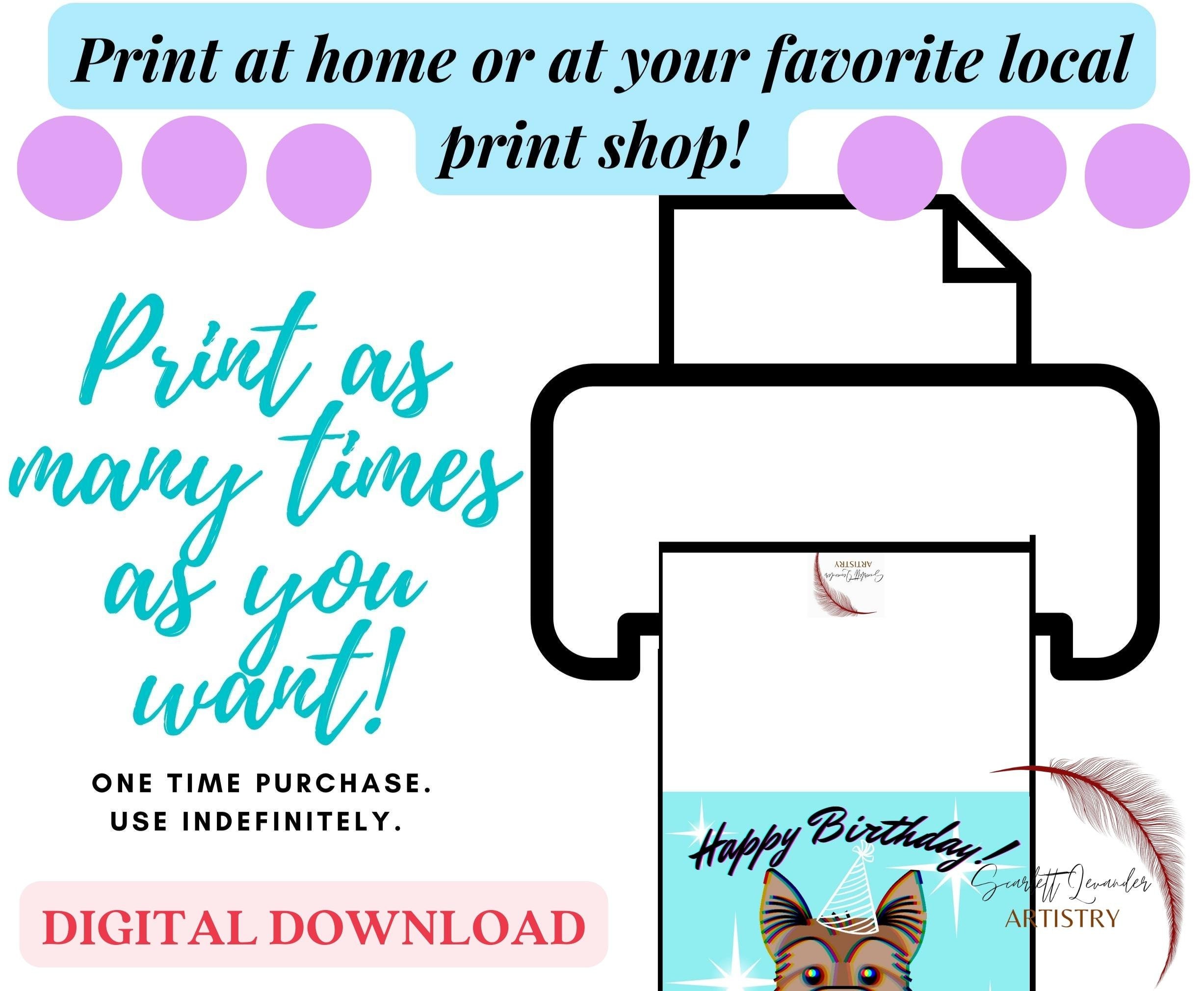Yorkie Happy Birthday Card Printable Yorkie Cards Digital Download ...