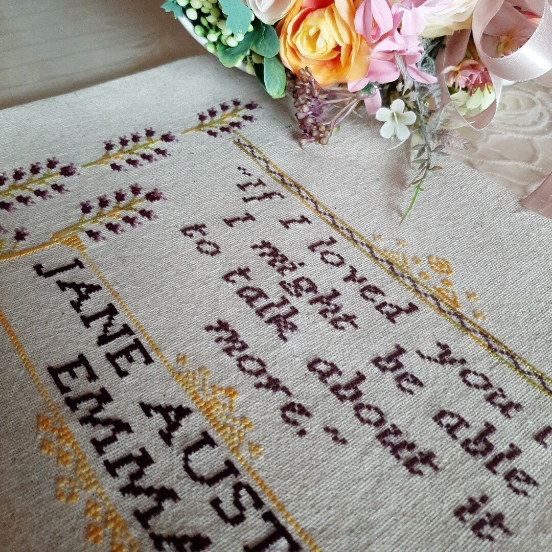 Jane Austen Emma Quote Cross Stitch Pattern: Floral Border (PDF Pattern ...