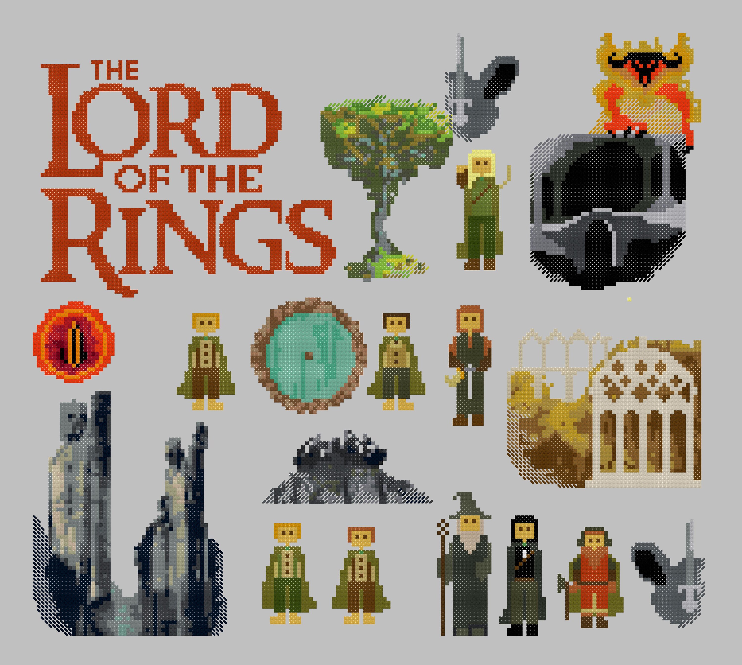 The Lord of the Rings LOTR Cross Stitch Digital Pattern Pdf Download - Etsy