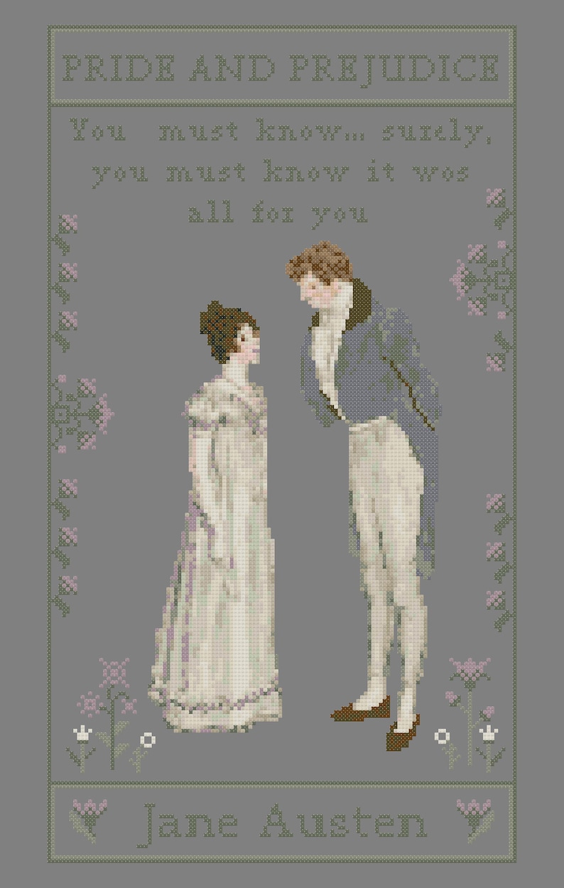 Pride and Prejudice Cross Stitch Pattern: Lizzie & Mr. Darcy (PDF ...
