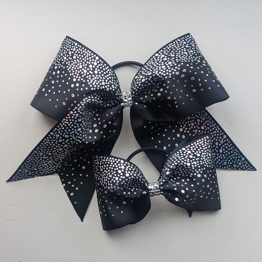 Black and Silver Spangled Cheer Bow | Tailless or Full - Etsy