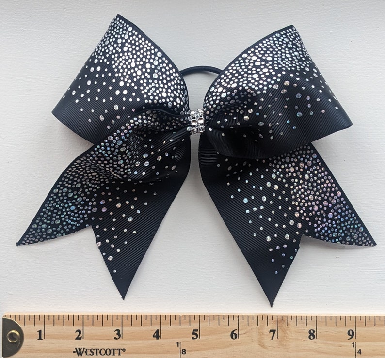 Black and Silver Spangled Cheer Bow | Tailless or Full - Etsy